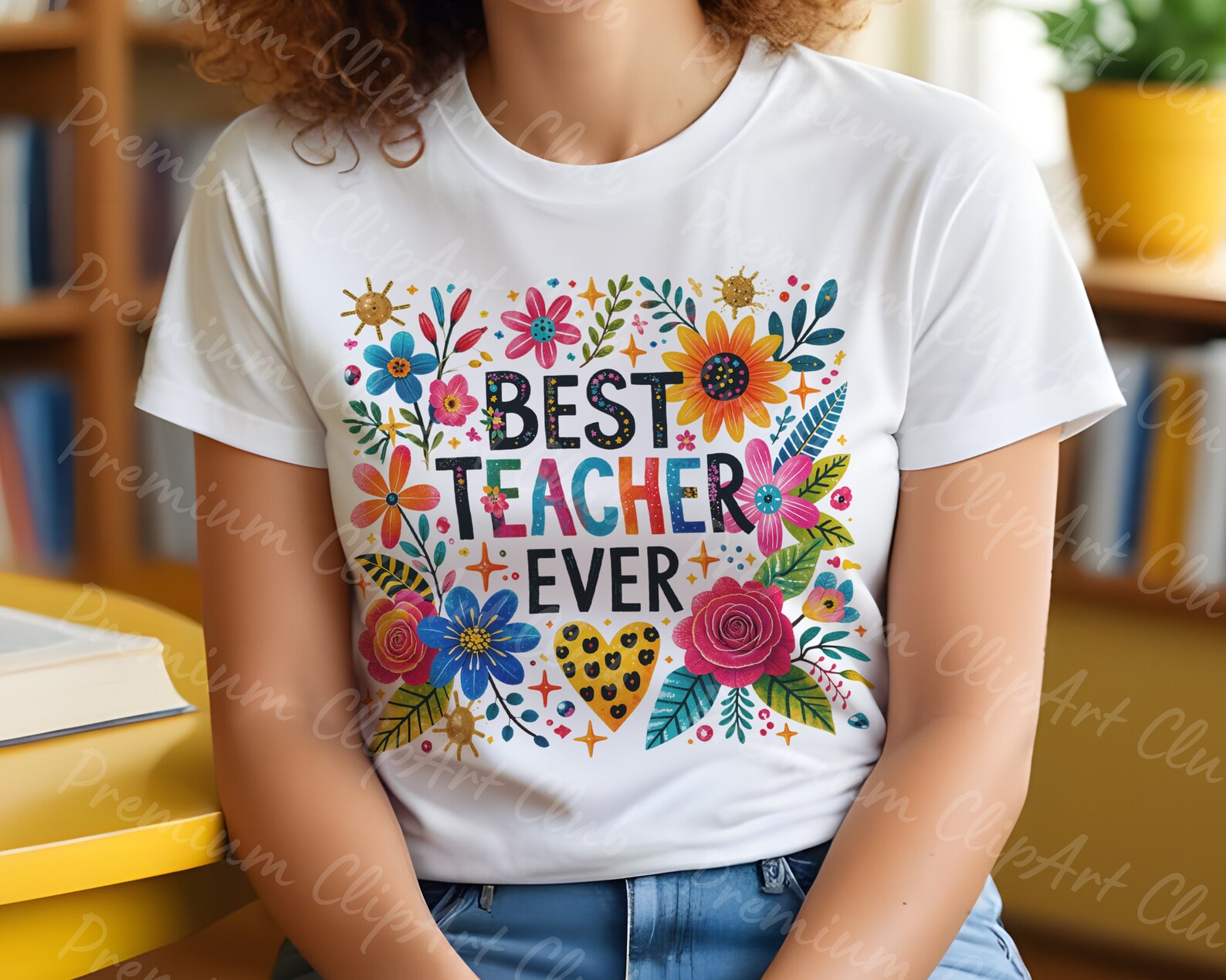 Best Teacher Ever Colorful Floral Clipart Teacher Graphics Teacher ...