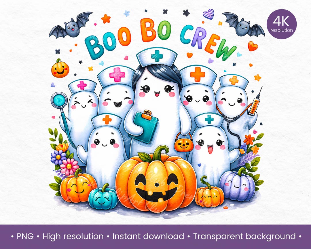 Boo Boo Crew Nurse Halloween PNG Sublimation Cute Ghost Nurse Life PNG ...
