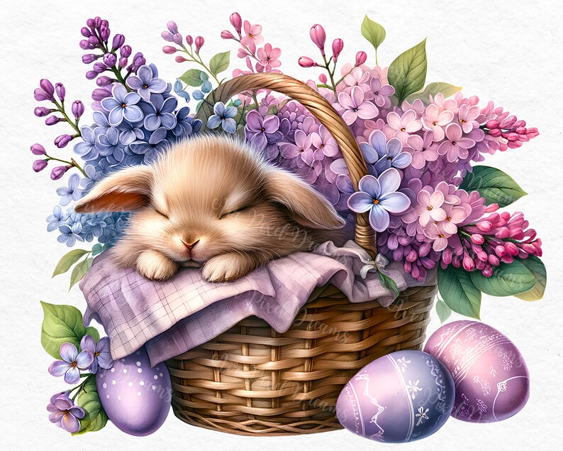 Easter Bunny in a Basket Clipart Bundle, 12 Png, Easter Clipart Bunnies ...
