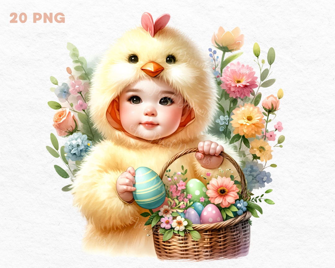 Easter Kids Cliparts, 20 Png, Toddler Easter Clipart, Cute Baby Easter ...