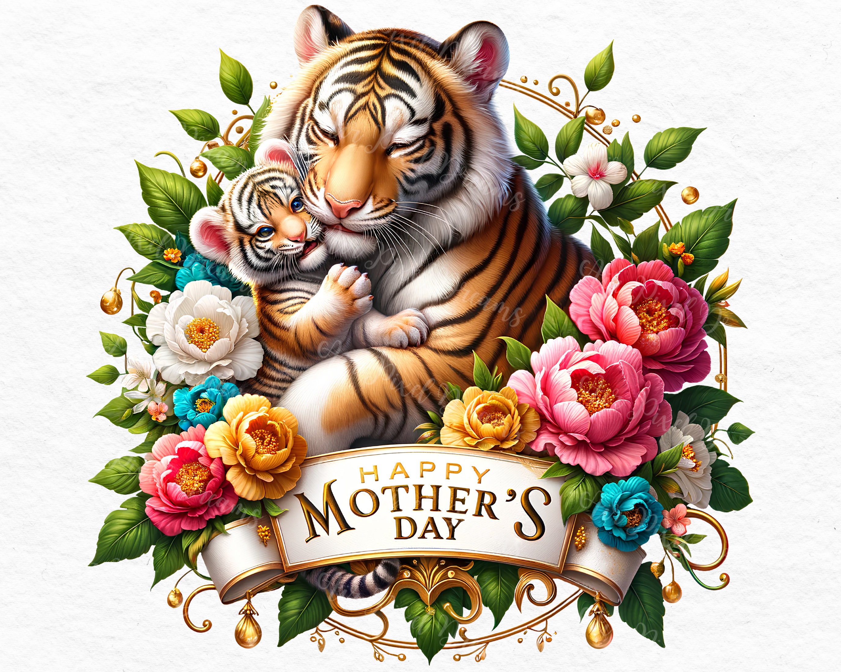 Mama and Baby Animal Clipart, 10 Png, Mother Day Clipart, Happy Mother ...