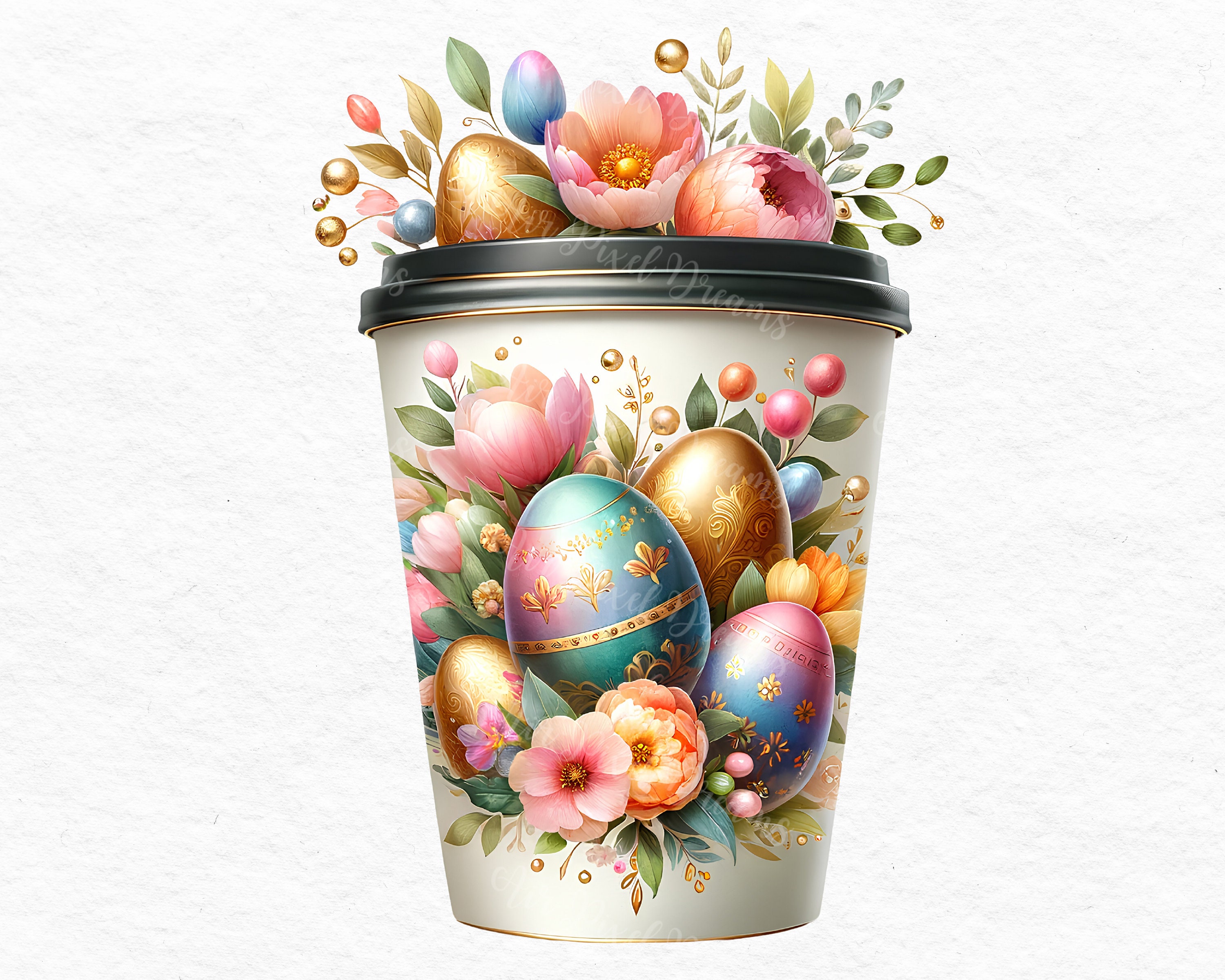 Easter Coffee Cups Clipart Collection, 20 Png Files, Coffee Cups Png ...