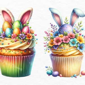 Easter Bunny Cupcake Clipart Collection, 17 Png, Easter Cupcakes Png ...