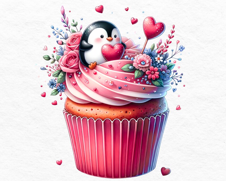 Valentines Cupcake Clipart Bundle,13 PNG, Valentine Cupcake PNG, Love ...