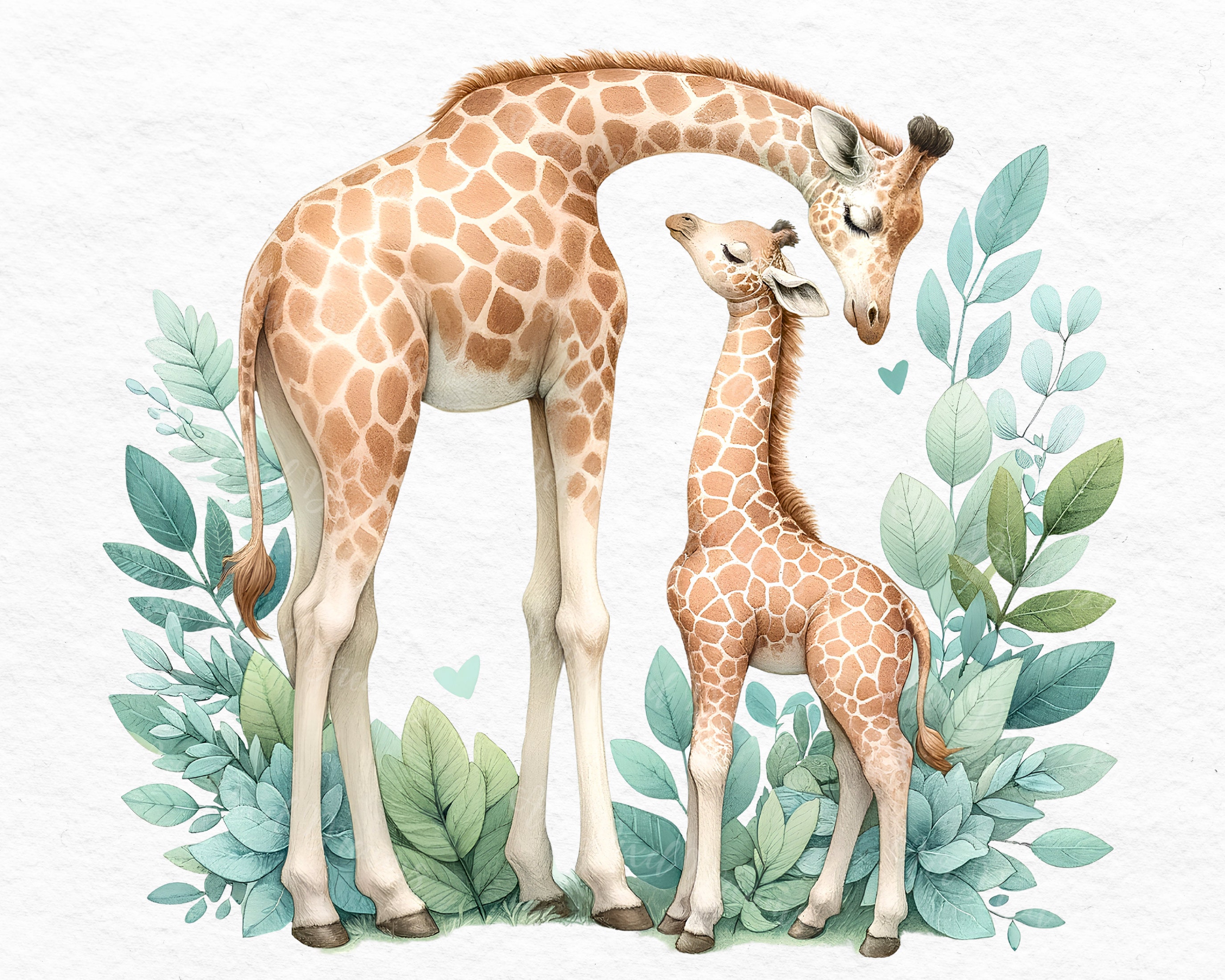 Watercolor Mother and Baby Animals Clipart Bundle, Mother and Baby Png ...