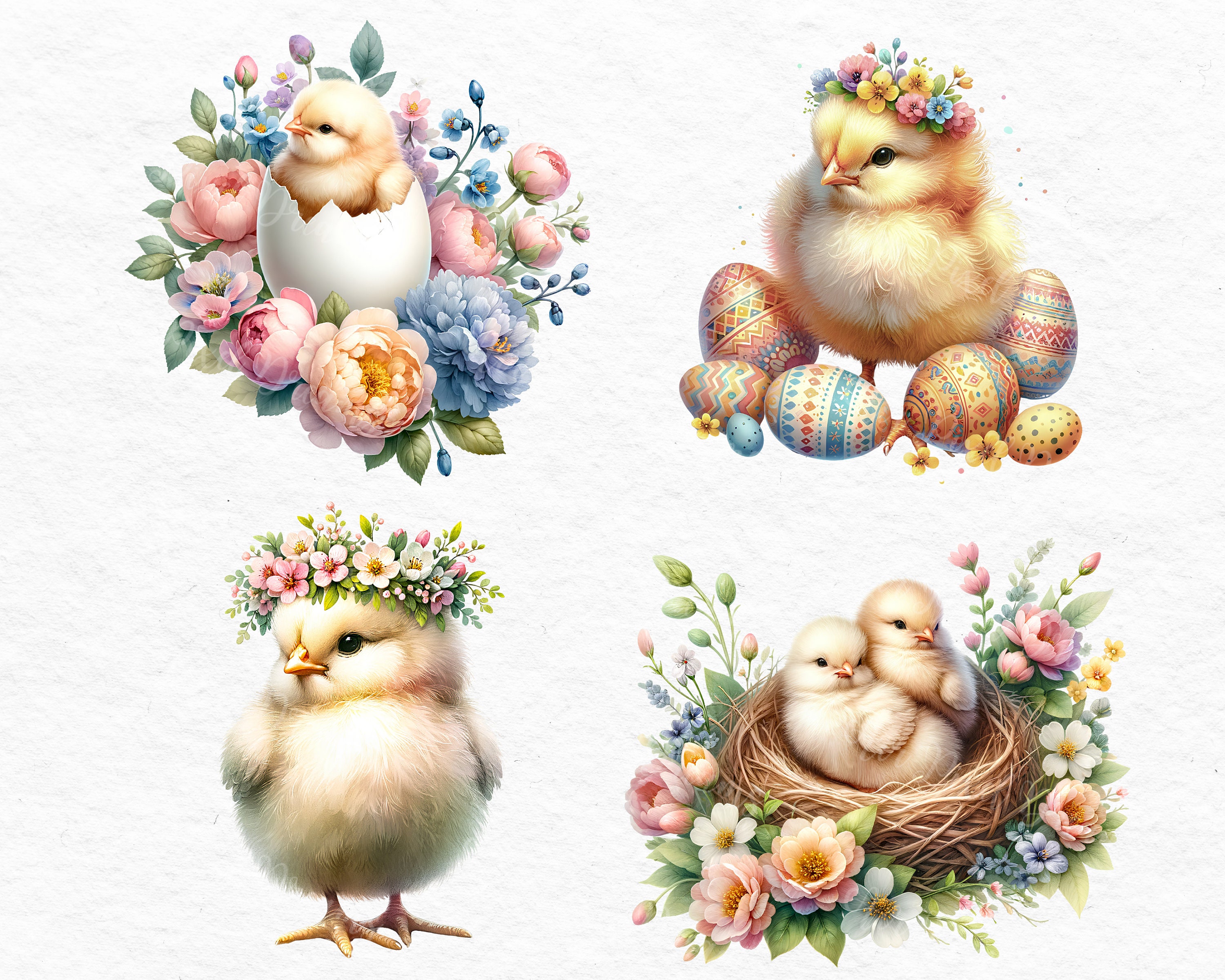 Easter Cute Chicks Clipart Bundle, 15 Png, Cute Chicken Clipart, Cute ...