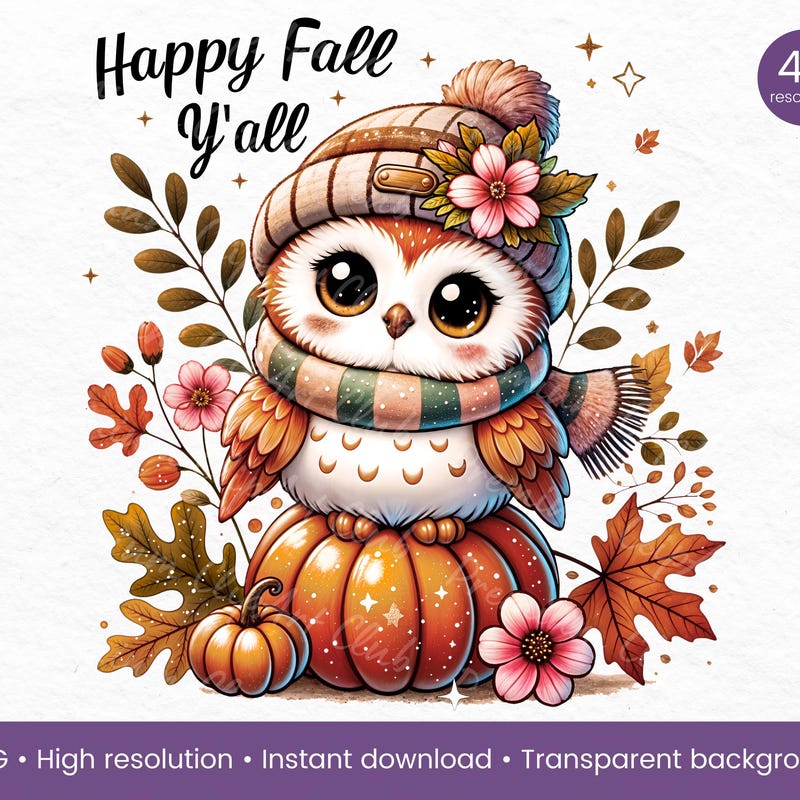 Fall Owl Clipart - Etsy