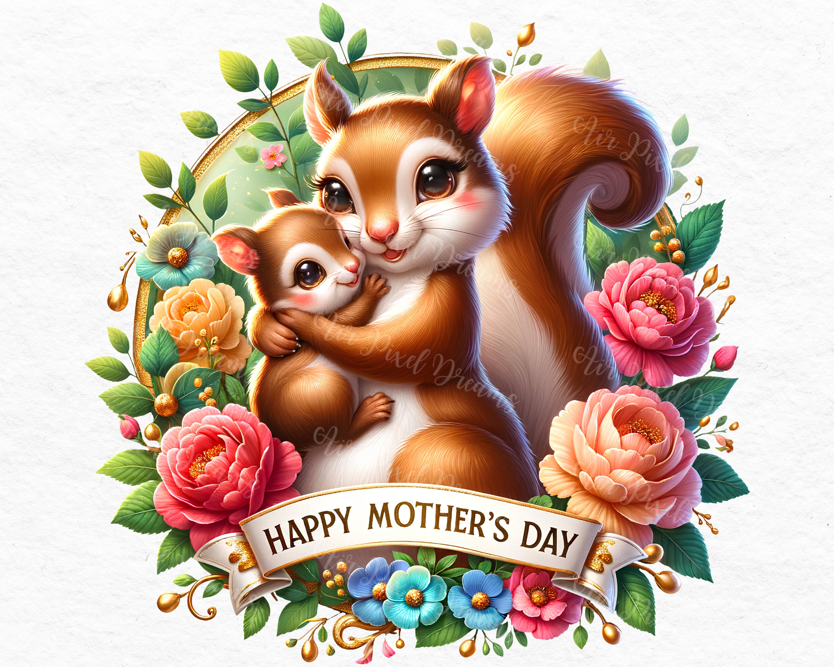 Mama and Baby Animal Clipart, 10 Png, Mother Day Clipart, Happy Mother ...