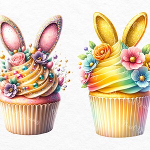 Easter Bunny Cupcake Clipart Collection, 17 Png, Easter Cupcakes Png ...