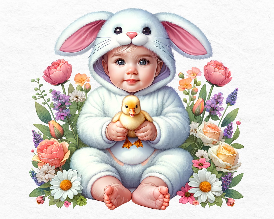 Easter Kids Cliparts, 20 Png, Toddler Easter Clipart, Cute Baby Easter ...