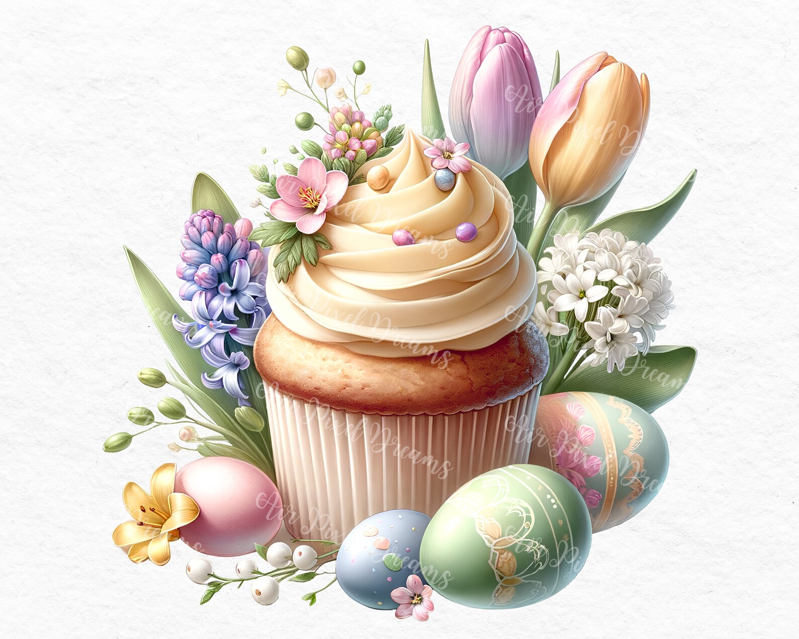 Pastel Easter Cupcakes Clipart Set, 12 Png, Easter Cupcakes Png ...
