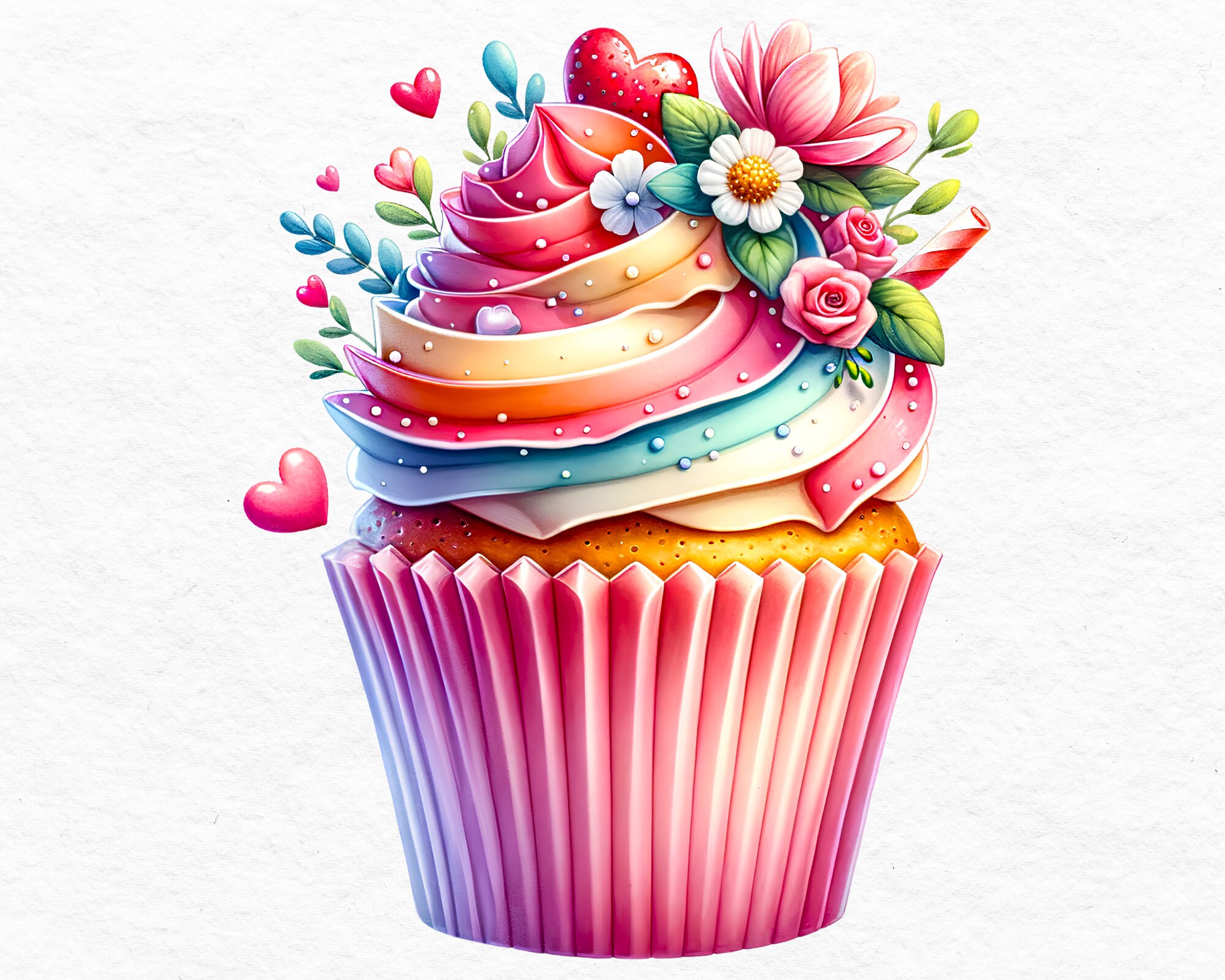 Valentines Cupcake Clipart Bundle,13 PNG, Valentine Cupcake PNG, Love ...