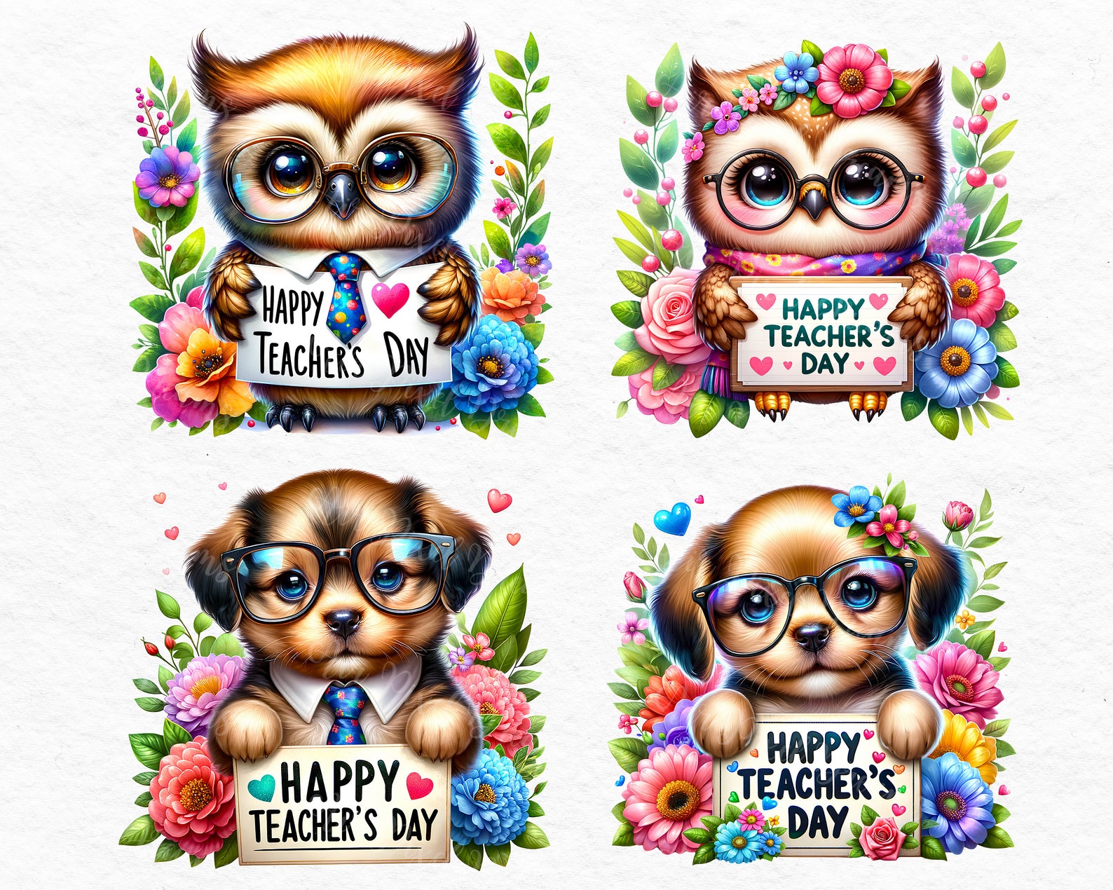 Teacher's Day Clipart Set, Classroom Cute Animals, Teacher Digital ...
