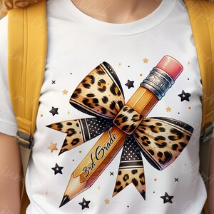 Leopard Print Pencil With Bow Png Coquette Teacher Design Trendy ...