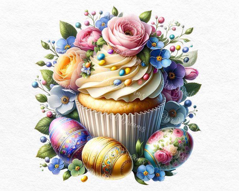 Easter Cupcake Clipart Bundle, 12 Png, Easter Cupcakes Png, Dessert ...