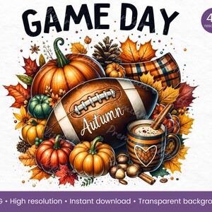 Game Day Autumn Football Fall Clipart Pumpkins Cozy Mug Blanket ...