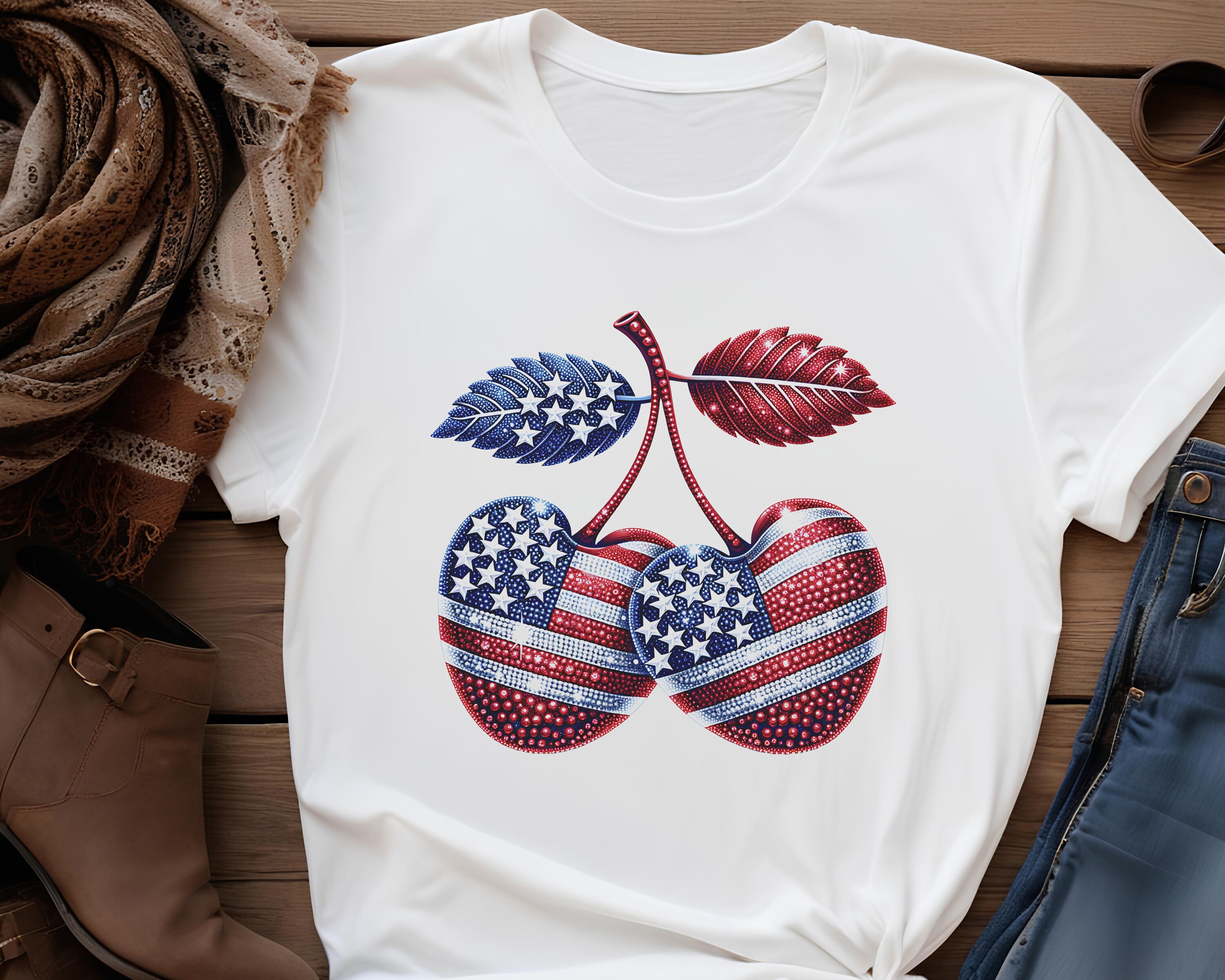 American Patriotic Cherry Clipart PNG, Fourth of July Png, Patriotic ...