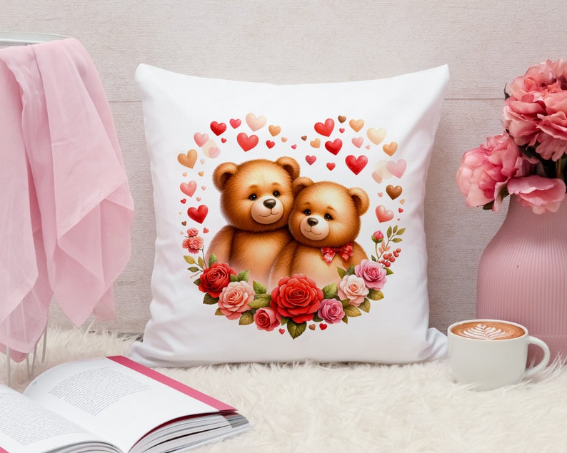 Watercolor Teddy Bear Clipart 15 PNG Valentines Day Clipart, Valentines ...