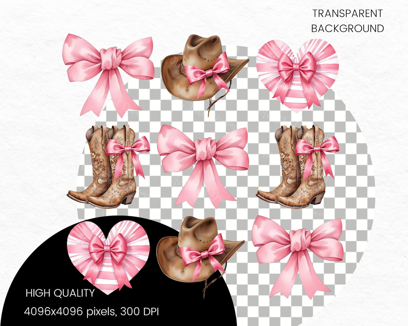 Pink Coquette Bows PNG, Western Cowgirl Boot, Vintage Cowgirl, Cute ...