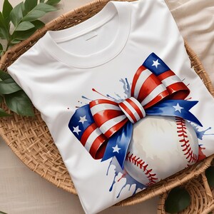 American Flag Baseball Bow PNG, 4th of July Sports Clipart, Patriotic ...