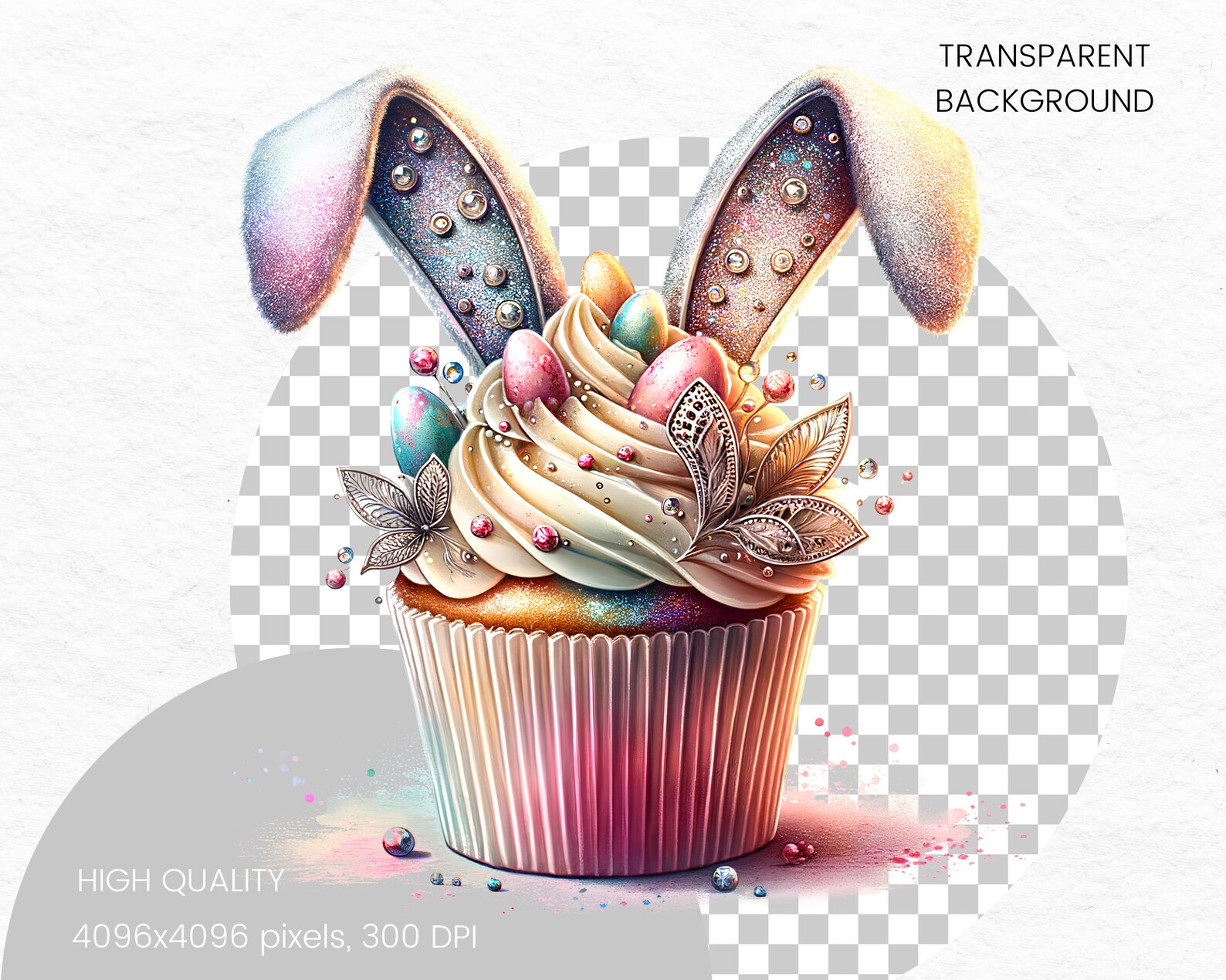 Easter Bunny Cupcake Clipart Collection, 17 Png, Easter Cupcakes Png ...