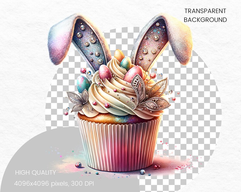 Easter Bunny Cupcake Clipart Collection, 17 Png, Easter Cupcakes Png ...