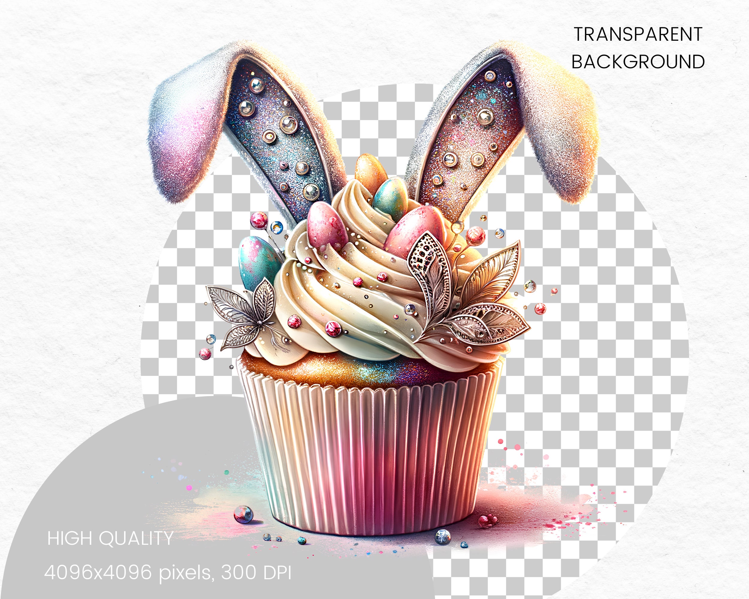 Easter Bunny Cupcake Clipart Collection, 17 Png, Easter Cupcakes Png ...