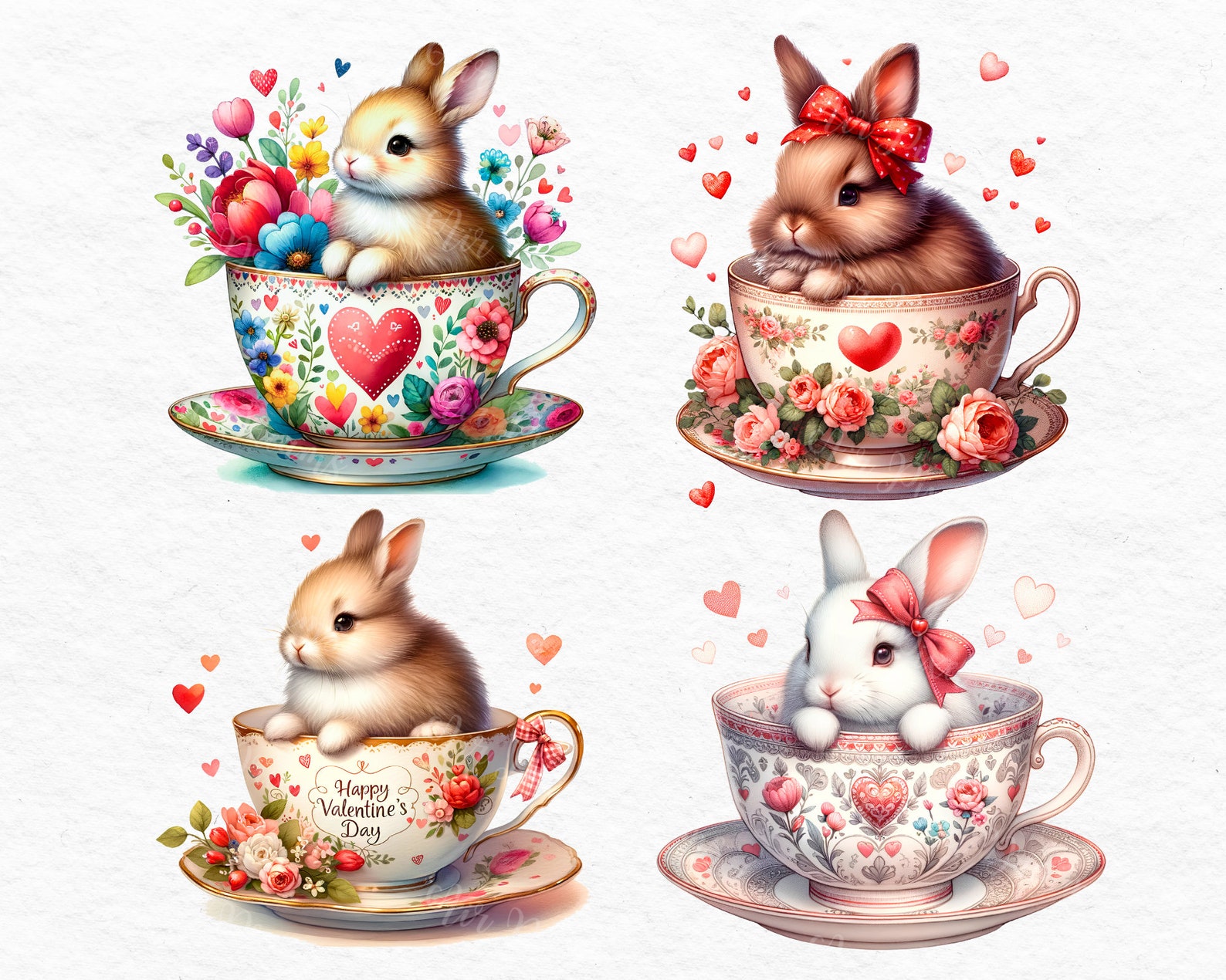 Valentine's Day Cute Bunny Clipart - Adorable Rabbit Pngs With ...