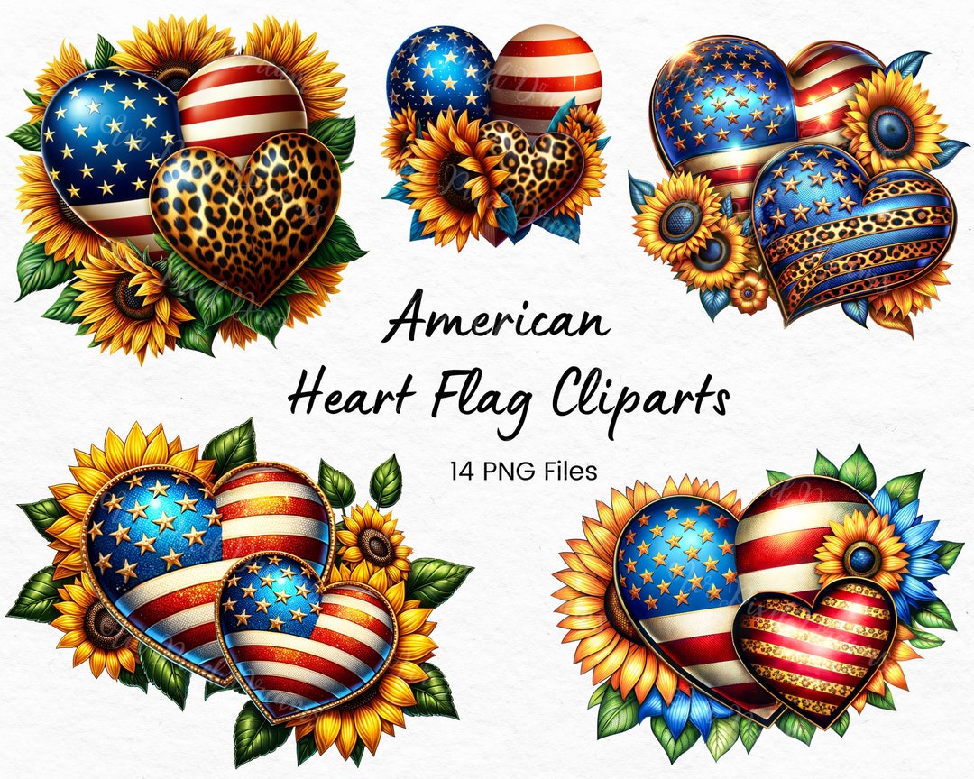American Heart Flag Cliparts, Americanflag Downloadable, Americanflag ...