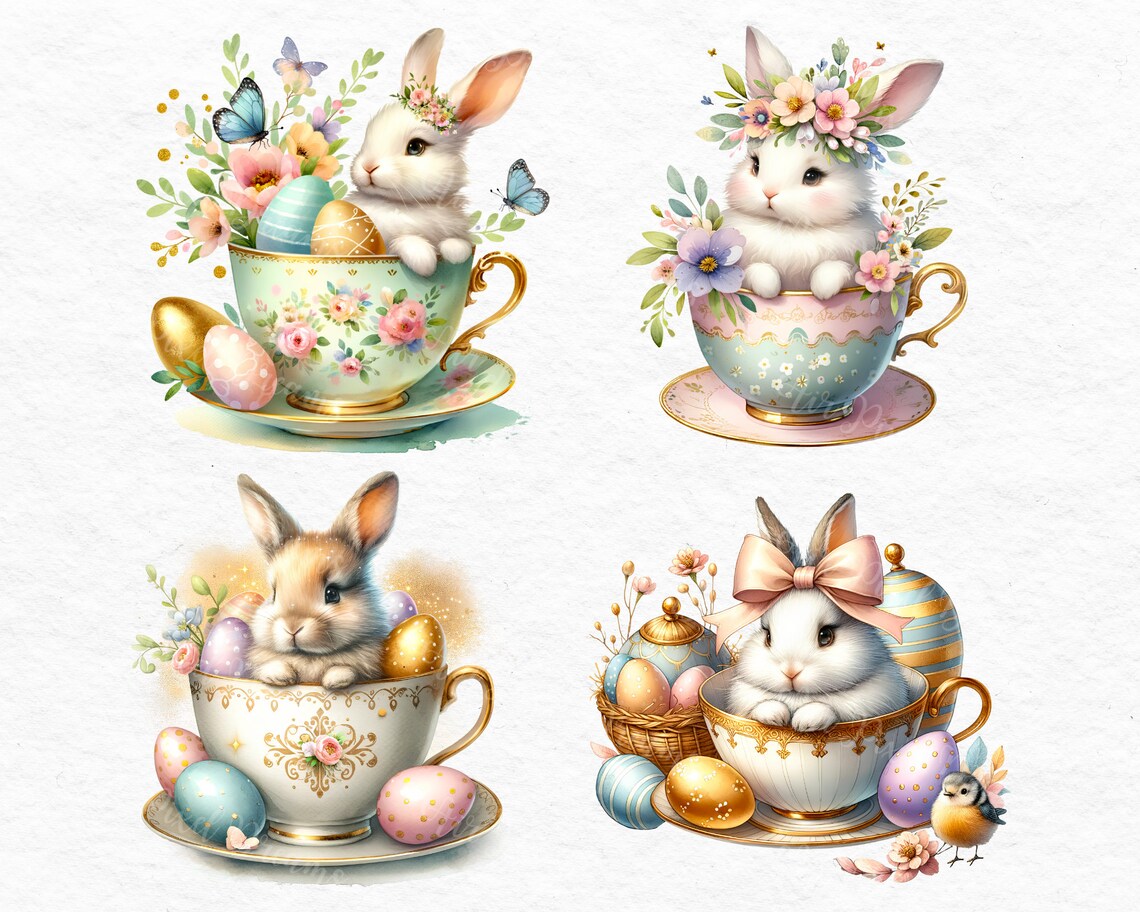 Easter Bunny Clipart Bundle,11 PNG, Easter Clipart, Easter Graphics ...