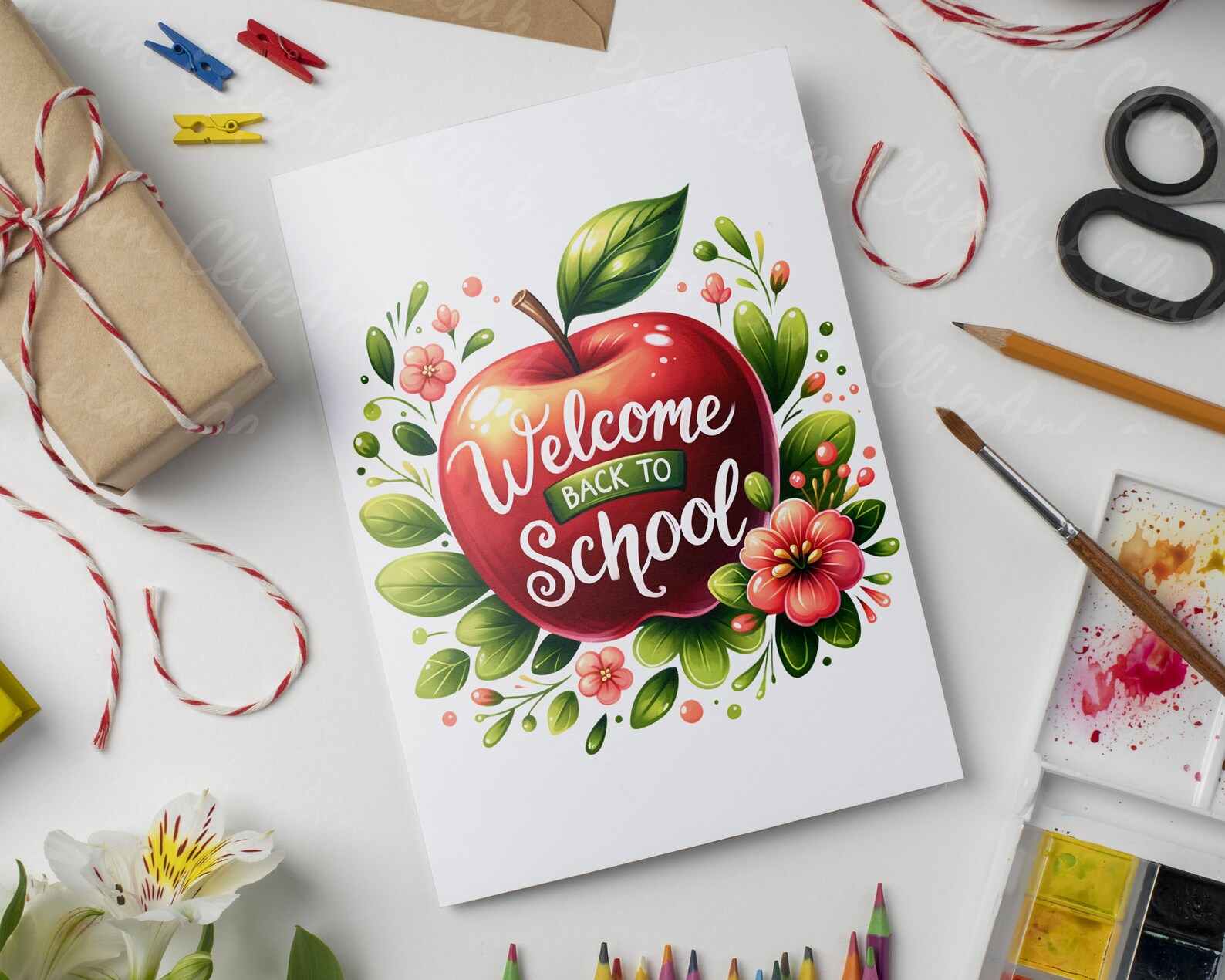 Welcome Back to School Apple Clipart, School Year Start, School Return ...