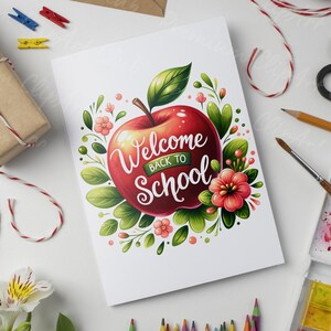 Welcome Back to School Apple Clipart, School Year Start, School Return ...