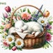 Spring Bunny in a Basket Clipart Bundle, 16 Png, Seasonal Clipart ...