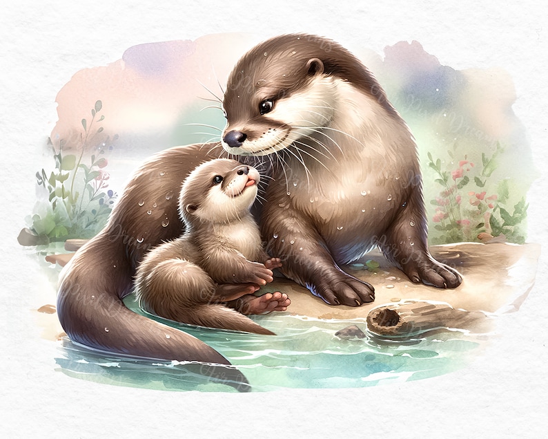 Cute Otter Clipart Collection, Nursery Otter, Otter Baby Shower, Water ...