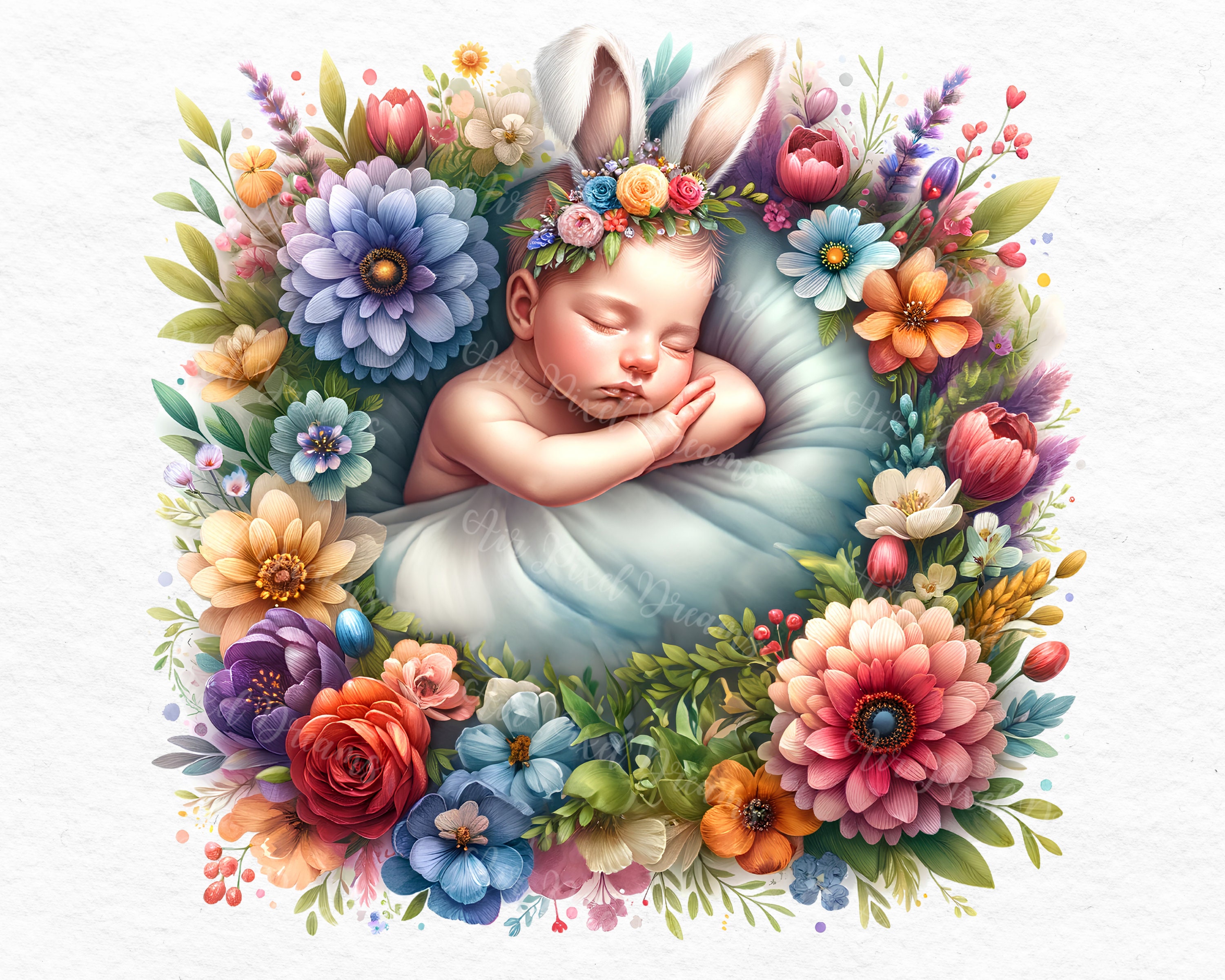 Easter Baby Clipart Png Bundle, Cute Babies Clipart Png, Watercolor ...