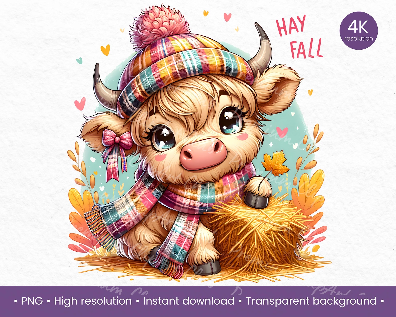 Cute Highland Cow Fall PNG Cozy Season Clipart Autumn Girly Pumpkin ...