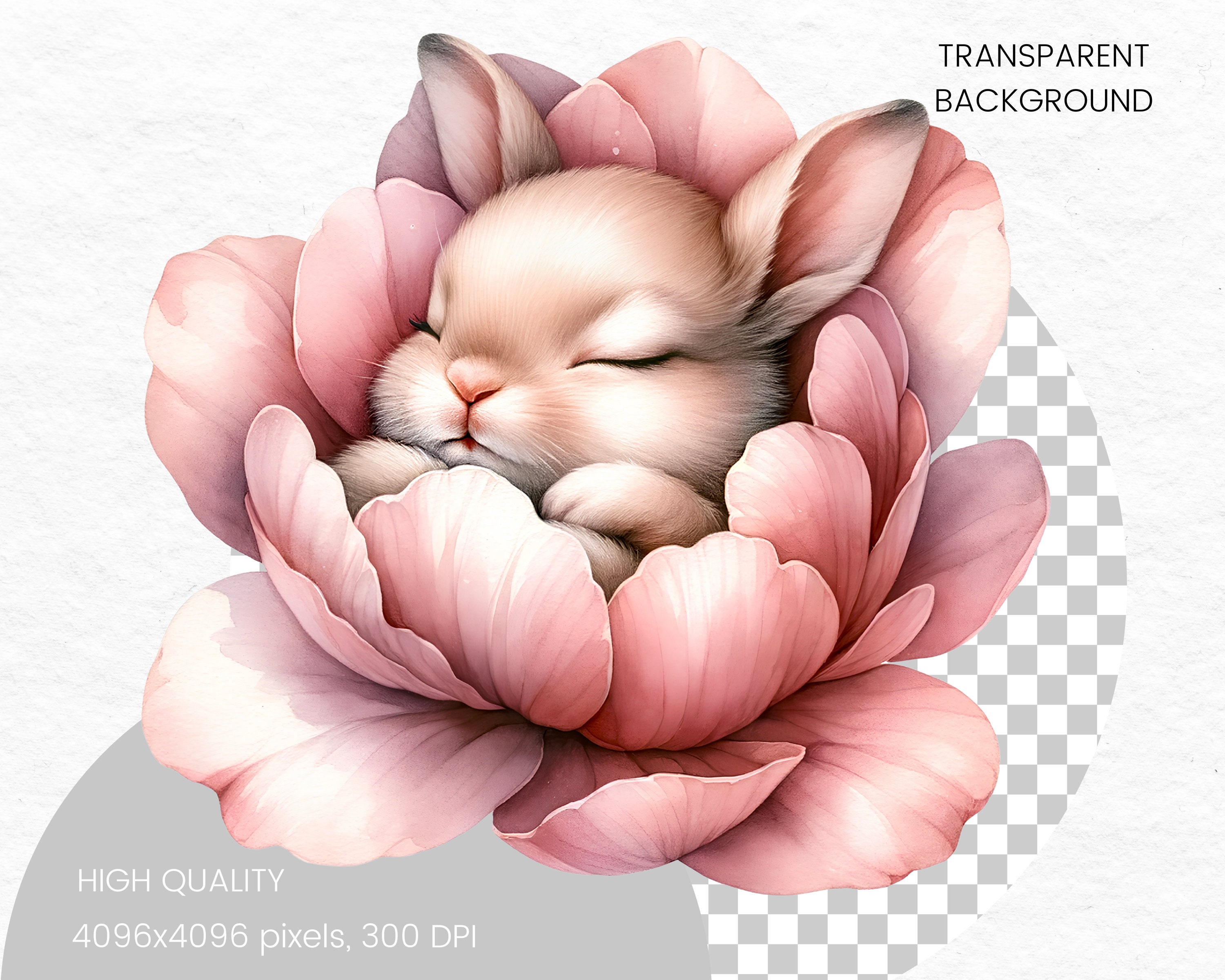 Bunnies in Bloom Clipart Bundle, 20 Png, Watercolor Bunny Graphics ...