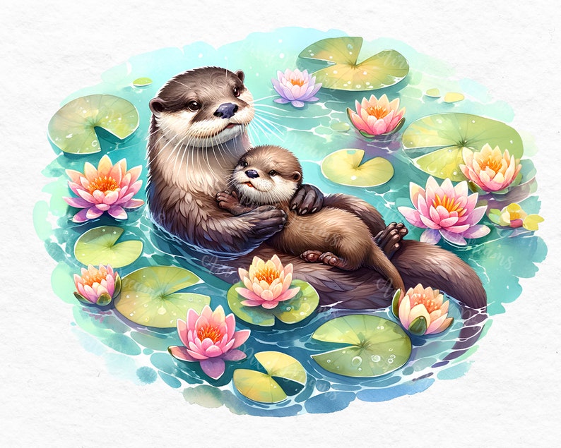 Cute Otter Clipart Collection, Nursery Otter, Otter Baby Shower, Water ...