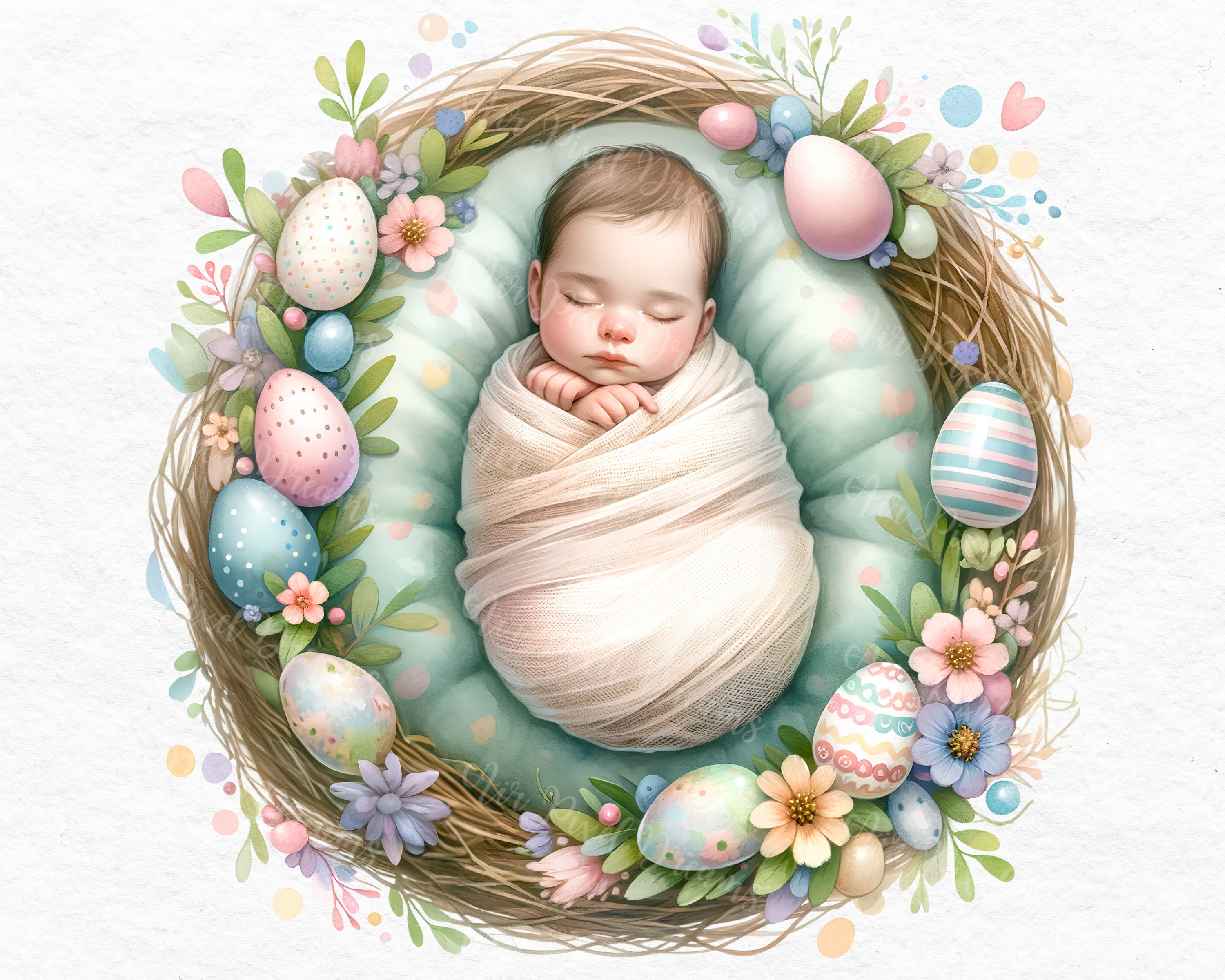 Easter Baby Clipart Png Bundle, Cute Babies Clipart Png, Watercolor ...