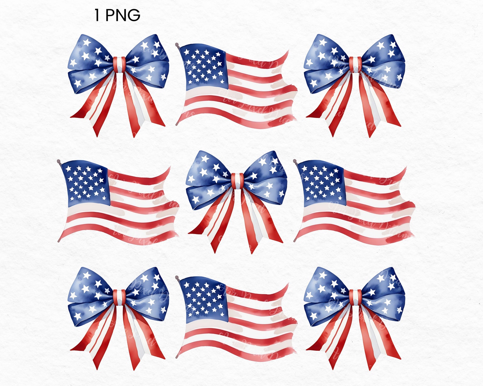 Coquette American Flag PNG, USA Flag Bows, Coquette Patriotic Bows ...