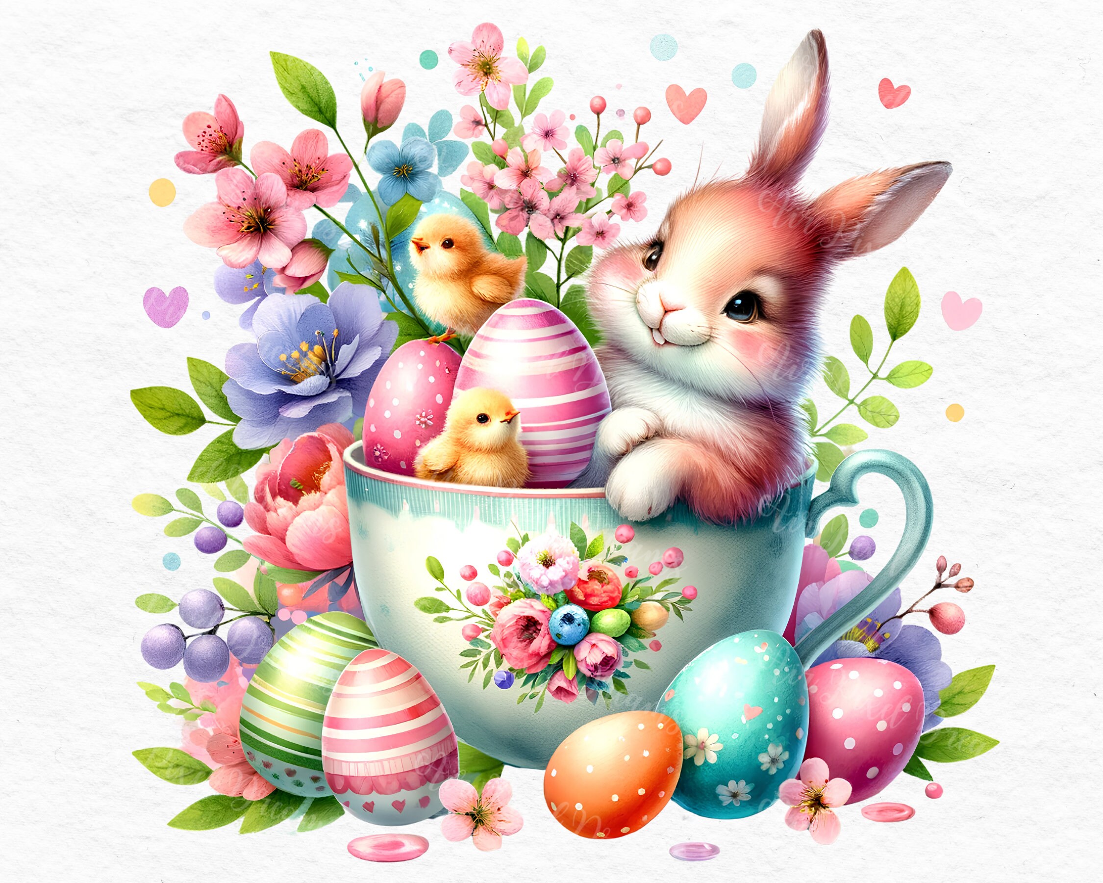 Easter Cute Bunny Clipart Bundle,11 PNG, Easter PNG, Easter Graphics ...