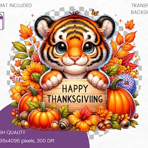 Thankful Critters Thanksgiving Bundle 11 Cute Fall Animal Pngs Woodland ...