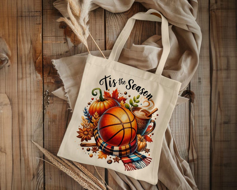 Tis the Season Fall Sports Clipart Cozy Autumn Basketball With Pumpkin ...