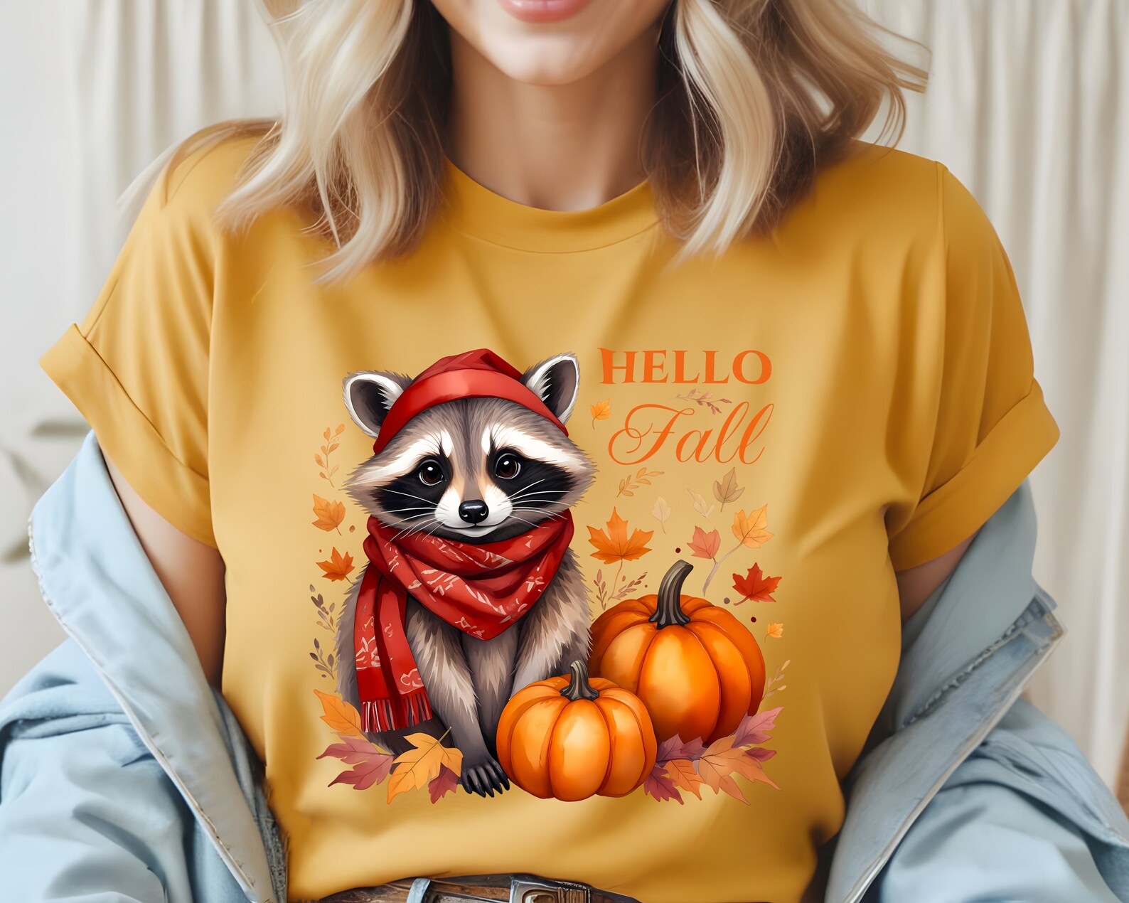 Hello Fall - Cute Raccoon With Pumpkins and Autumn Leaves PNG Clipart ...
