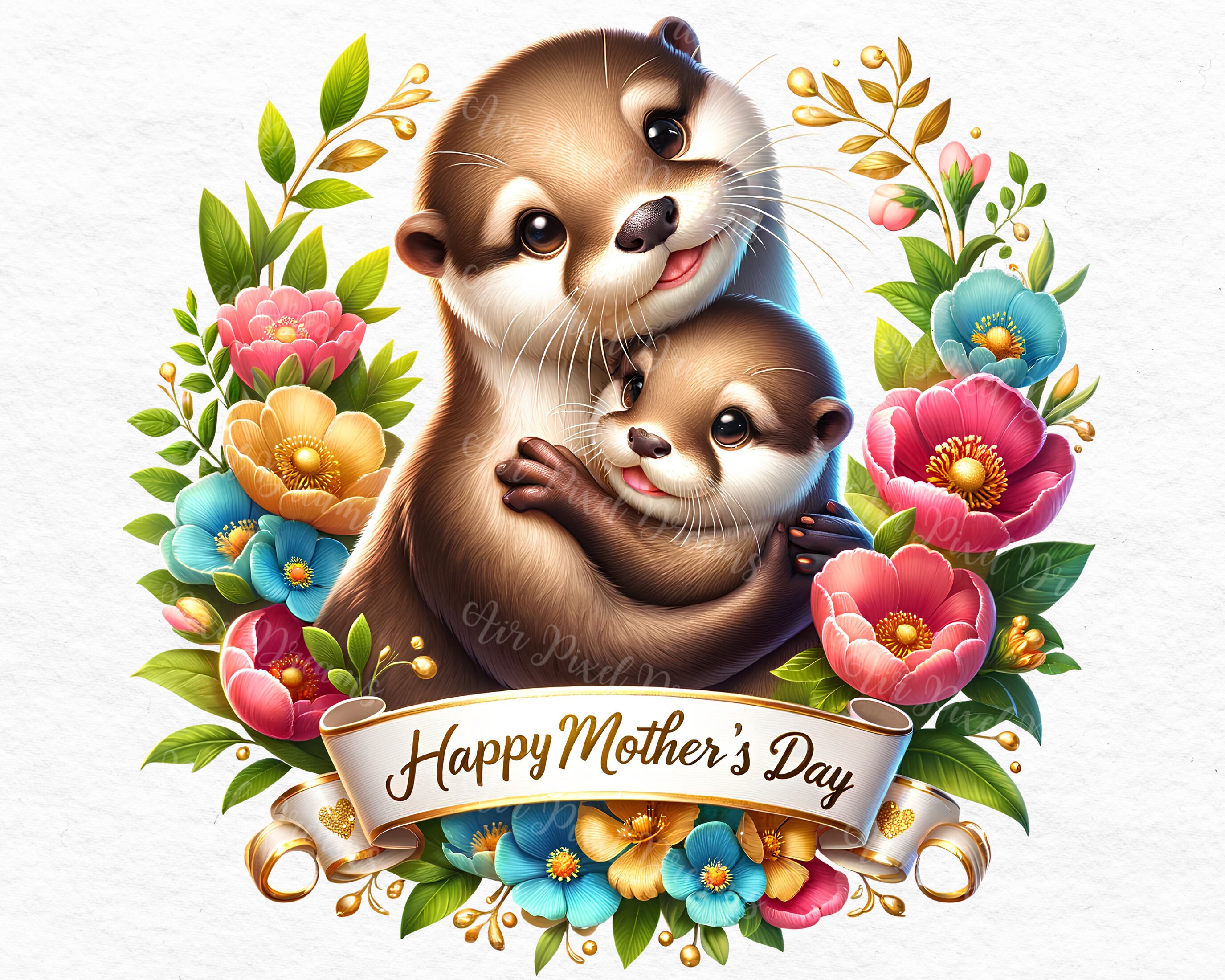 Mama and Baby Animal Clipart, 10 Png, Mother Day Clipart, Happy Mother ...