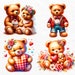 Watercolor Teddy Bear Clipart 15 PNG Valentines Day Clipart, Valentines ...
