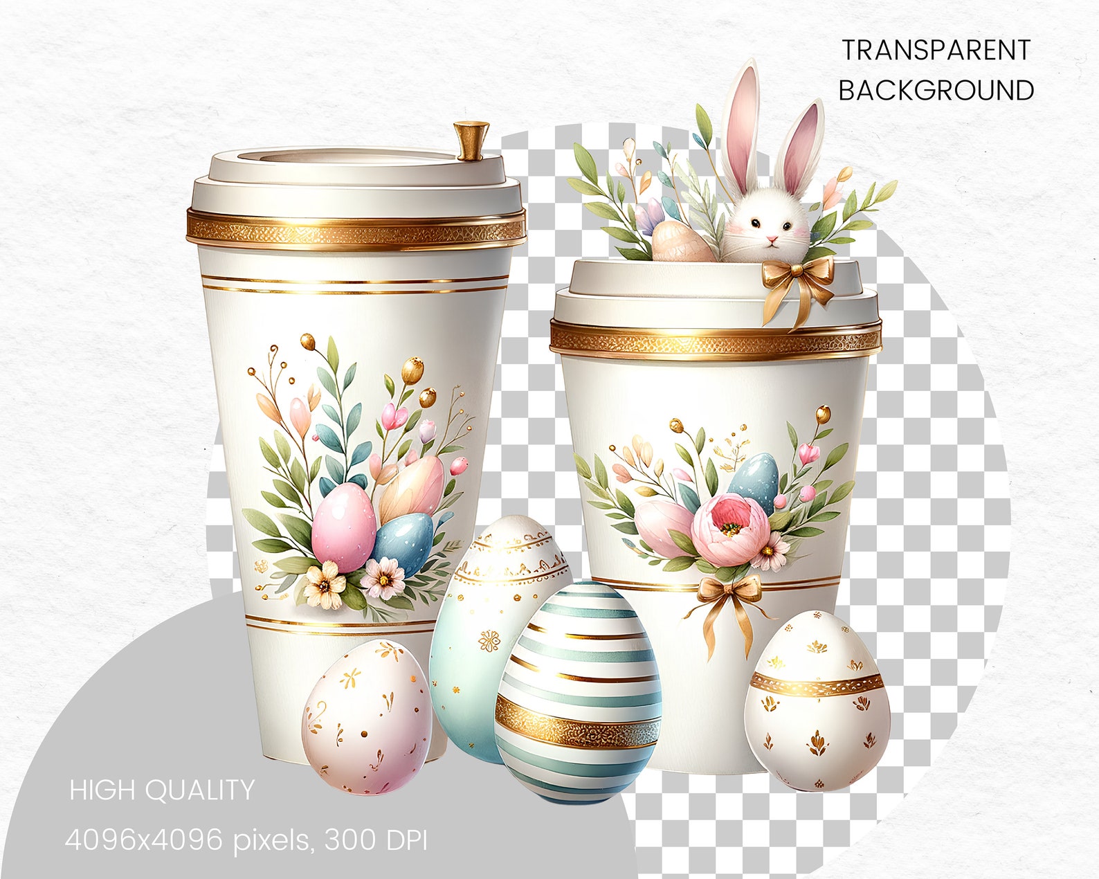 Easter Coffee Cups Clipart Collection, 20 Png Files, Coffee Cups Png ...