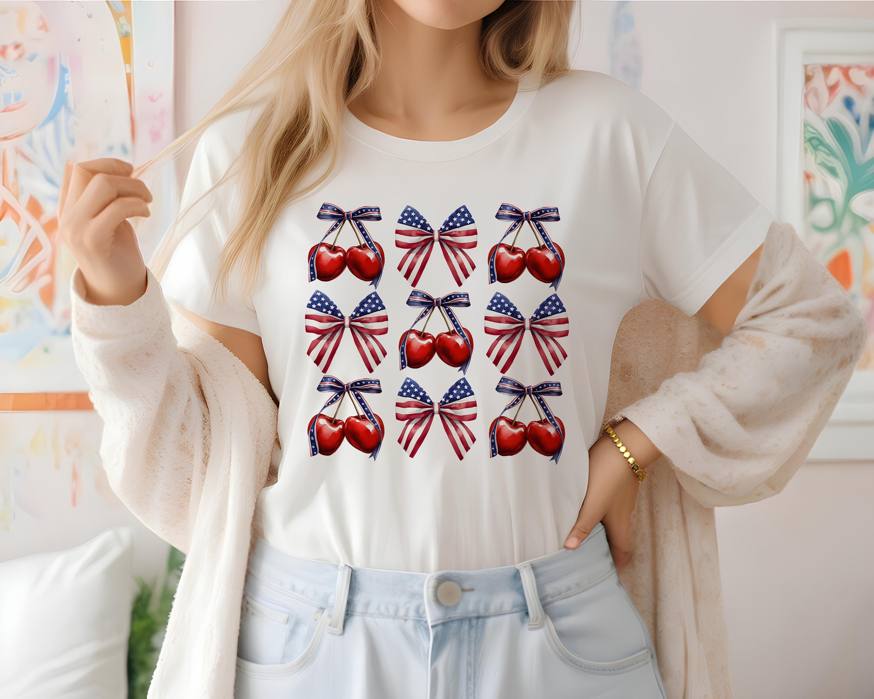 4th of July Coquette Bows Png, Coquette 4th of July, America Coquette ...