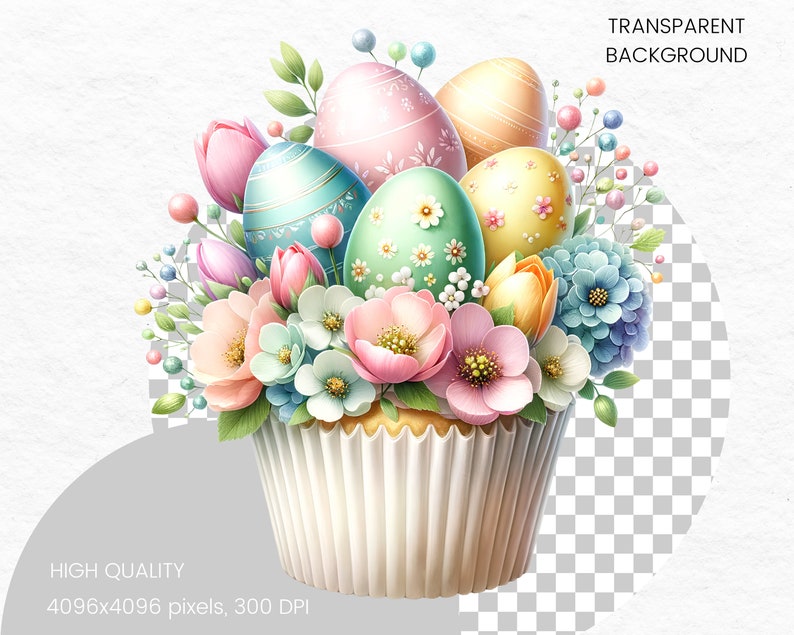 Pastel Easter Cupcakes Clipart Set, 12 Png, Easter Cupcakes Png ...