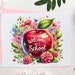 Back to School Floral Apple Clipart, School Year Start, School Return ...